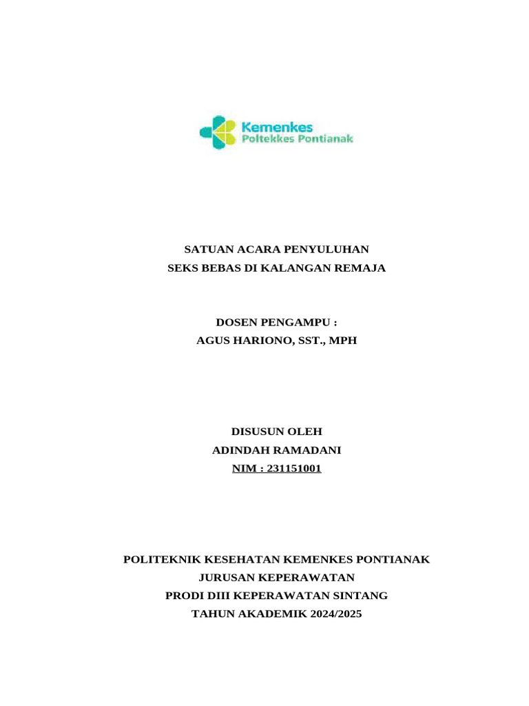 Sap Smp Bahaya Seks Bebas Di Kalangan Re Pdf