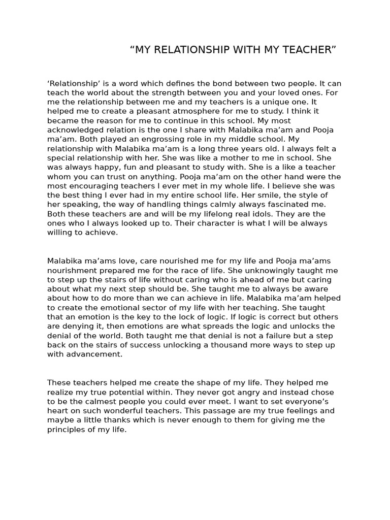 My Relationship With My Teacher | PDF