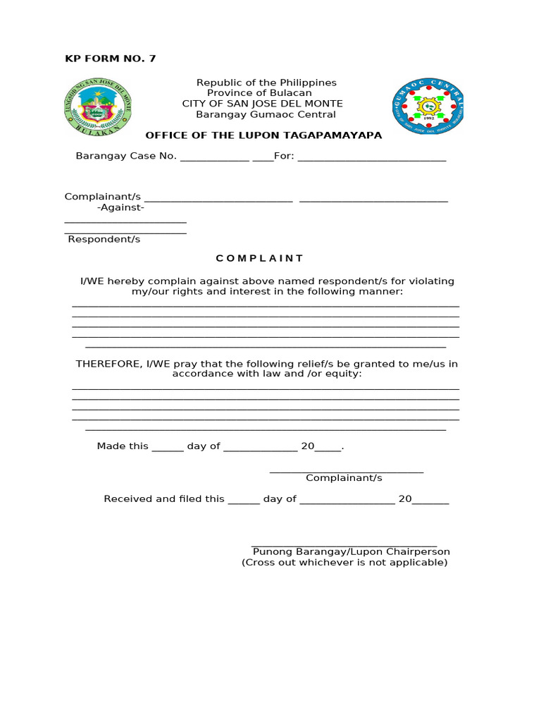 KP Form 7 | PDF