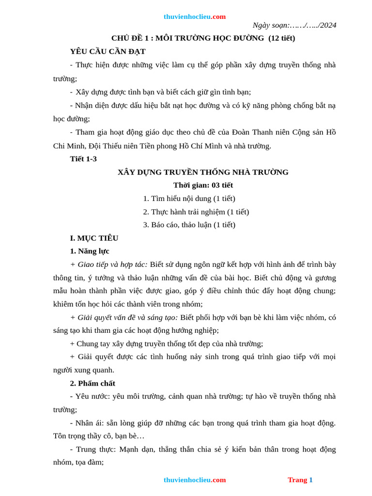 Giao An HDTN 8 Canh Dieu Ca Nam | PDF