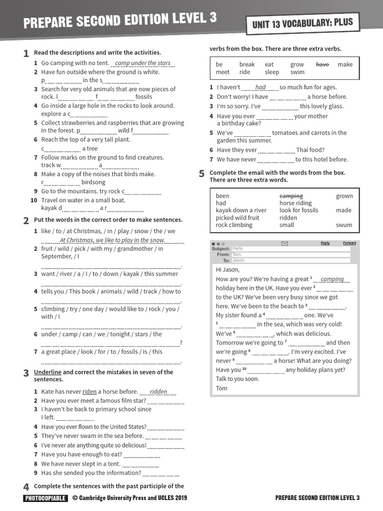 PREPARE 3 Vocabulary Plus Unit 13 | PDF
