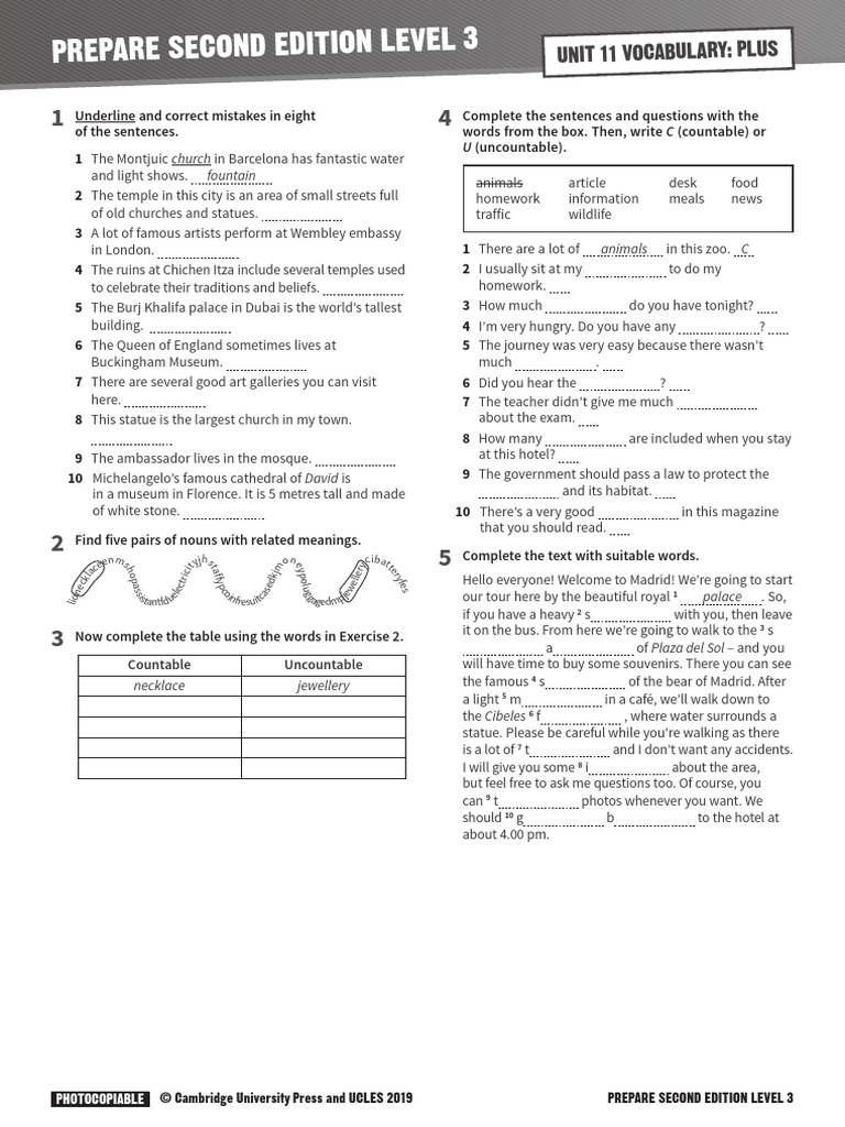 Unit 11 Vocabulary Exercises | PDF