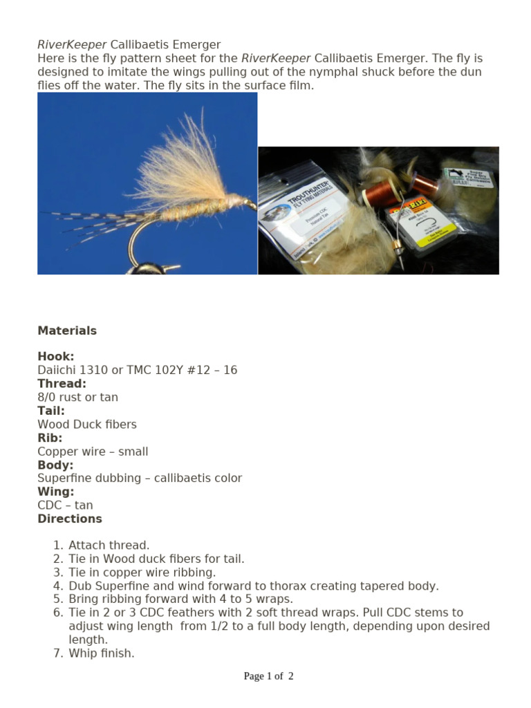 Callibaetis Emerger RiverKeeper | PDF