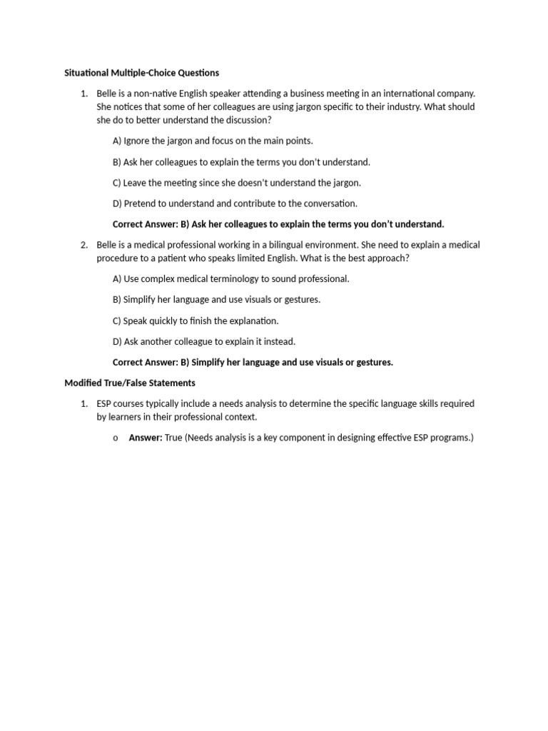 Situational Multiple-Choice Questions | PDF