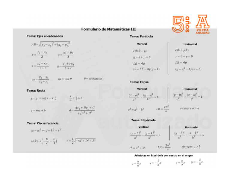 Formulario Mate3 | PDF