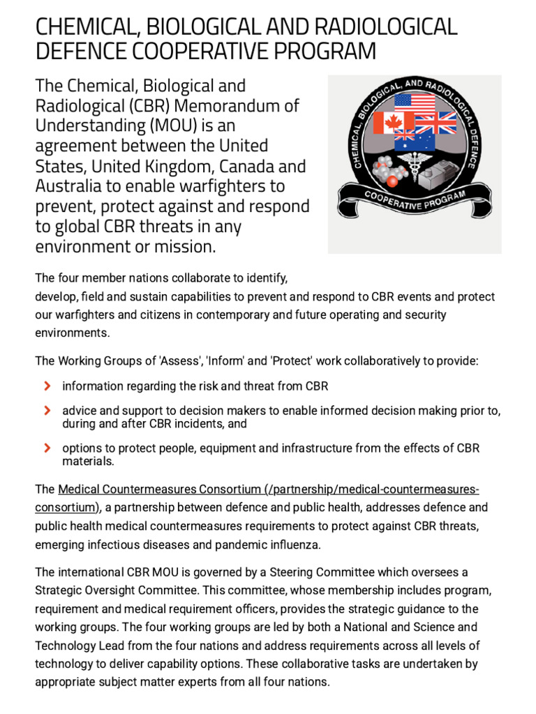 Chemical, Biological and Radiological Defence Cooperative Program - DST ...