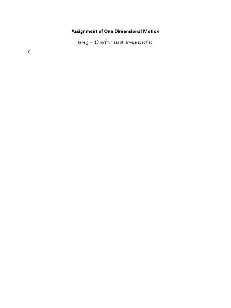 One Dimensional Motion. | PDF
