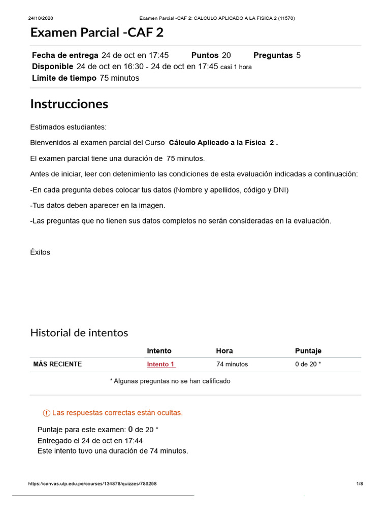 Examen Parcial Caf 2 Calculo Aplicado A La Fisica 2 11570sadith - Compress | PDF