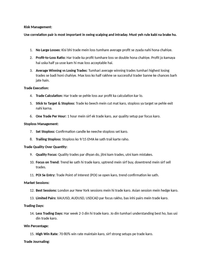 Rules of Follow and Read Every Single Day Strictly Trading | PDF