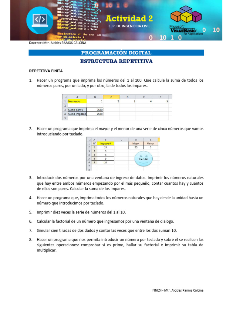 Actividad 2 Estructura Repetitiva | PDF