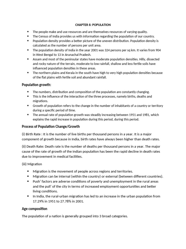 Class 9 Population Notes | PDF