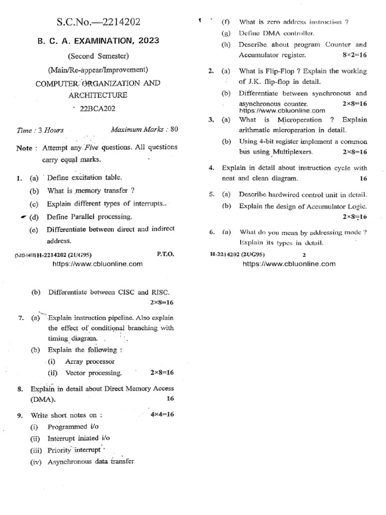 Bca 2 Sem Computer Organization and Architecture 2214202 2023 | PDF Bca 2 Sem Computer Organization and Architecture 2214202 2023 | PDF