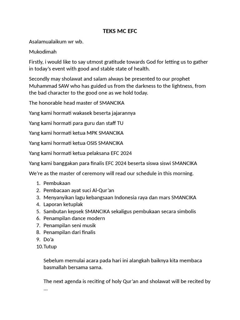 Teks MC Efc | PDF