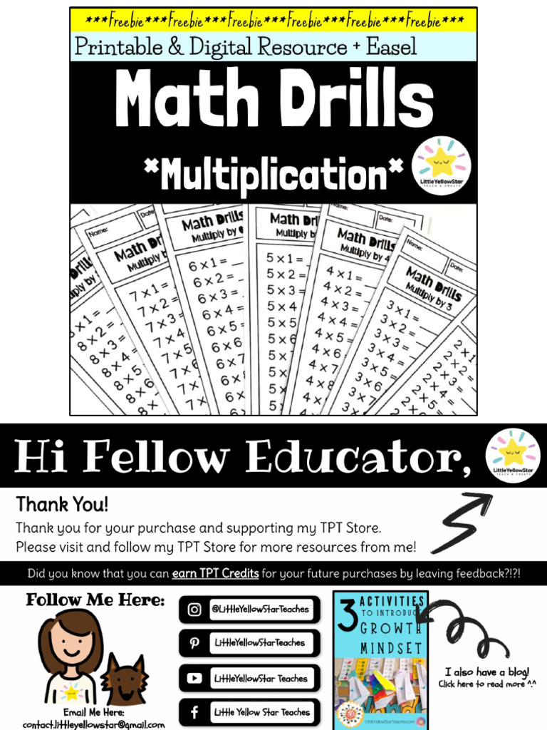 Final - Math Drills -1- Multiplication 1-12 - Freebie | PDF