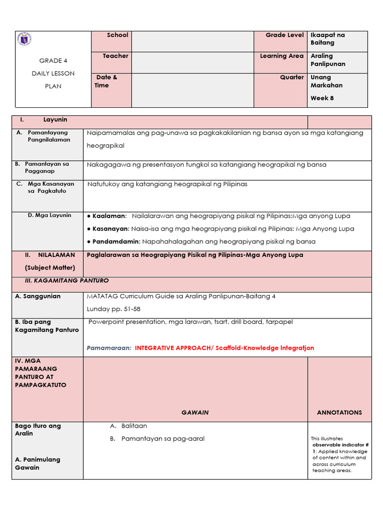 A. Pamantayang Pangnilalaman: Iii. Kagamitang Panturo | PDF
