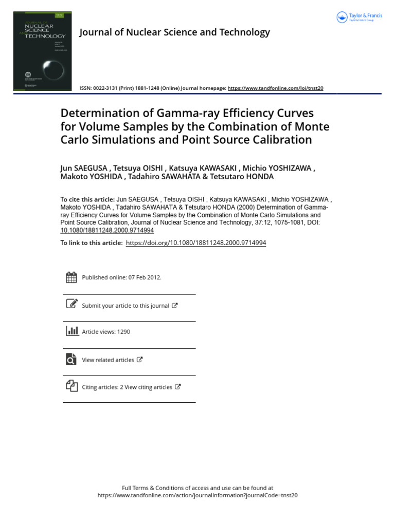 Determination of Gamma Ray Efficiency Curves For Volume Samples by The ...