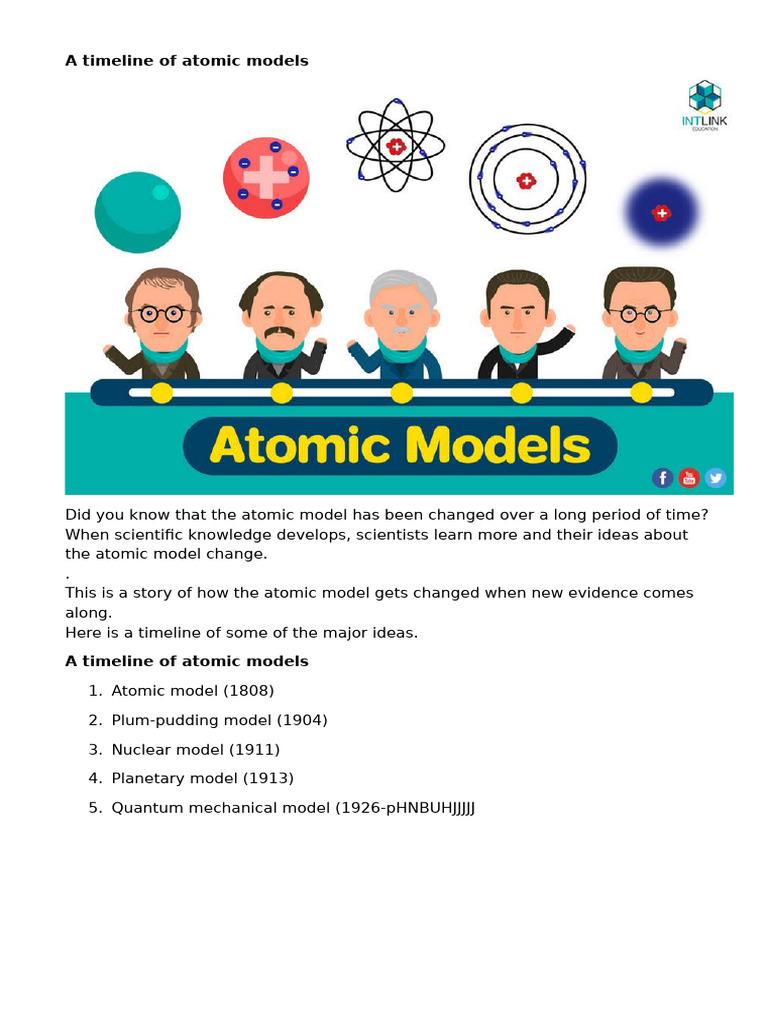 A-Timeline-Of-Atomic-Models Sci 1 | PDF