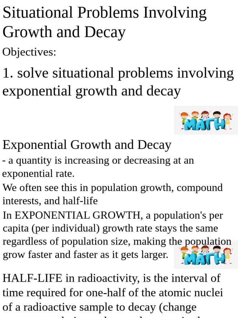 BasCal - Situational Problems Involving Growth and Decay | PDF