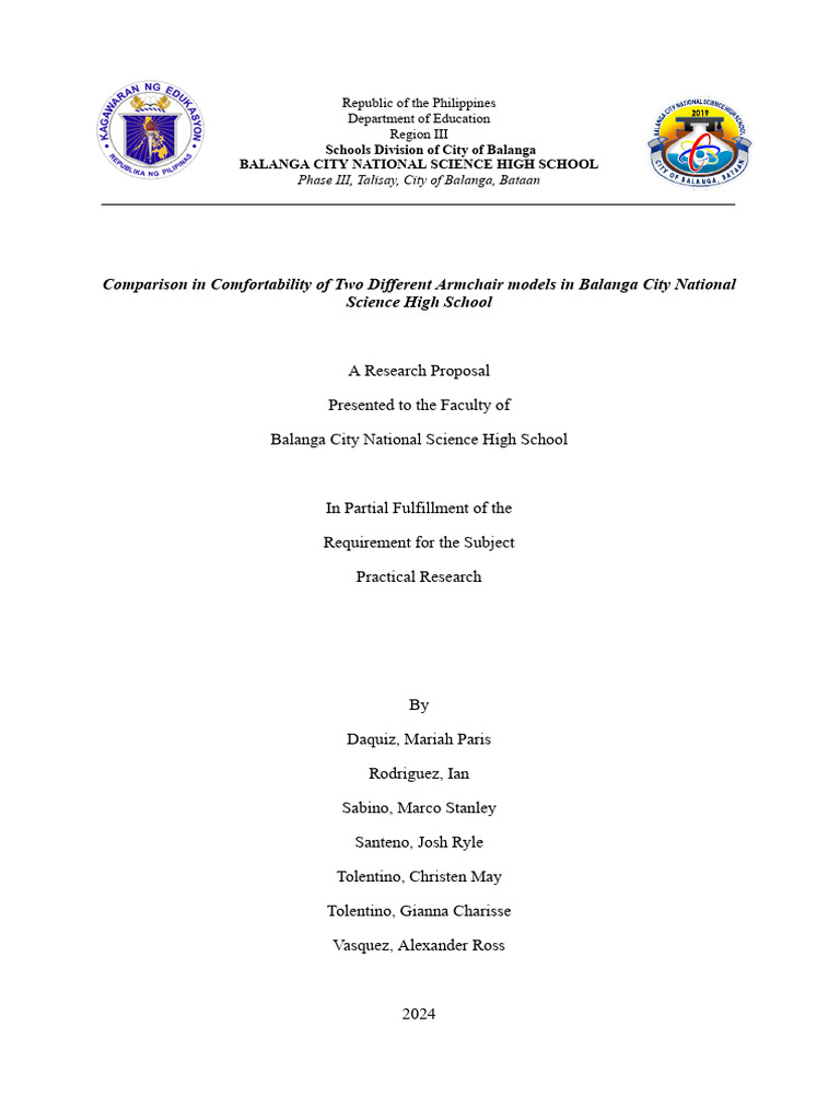 Comparison in Comfortability of Two Different Armchair Models in ...