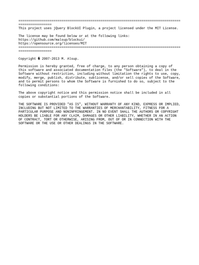 JQuery Block UI License | PDF