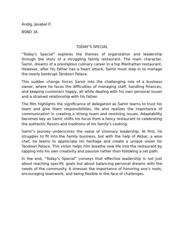 Andig - Today's Special | PDF