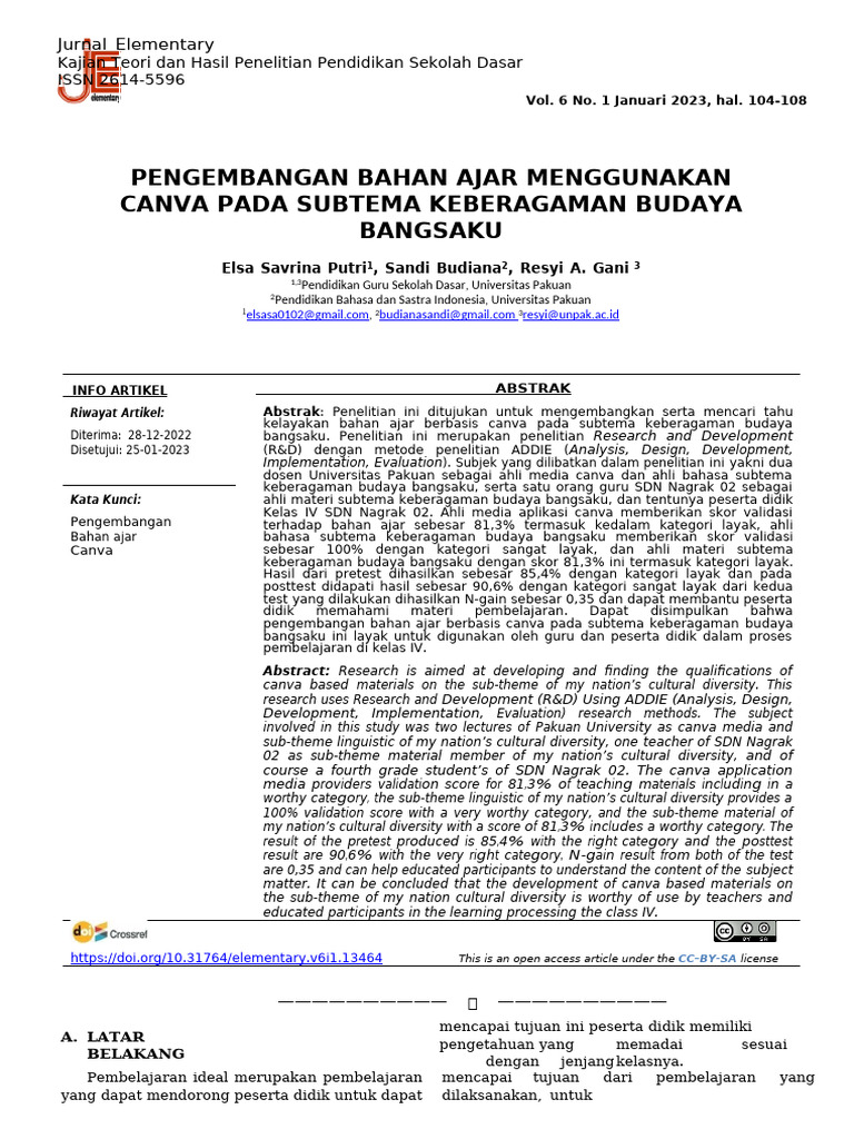 Jurnal Pengembangan Bahan Ajar Ajar | PDF