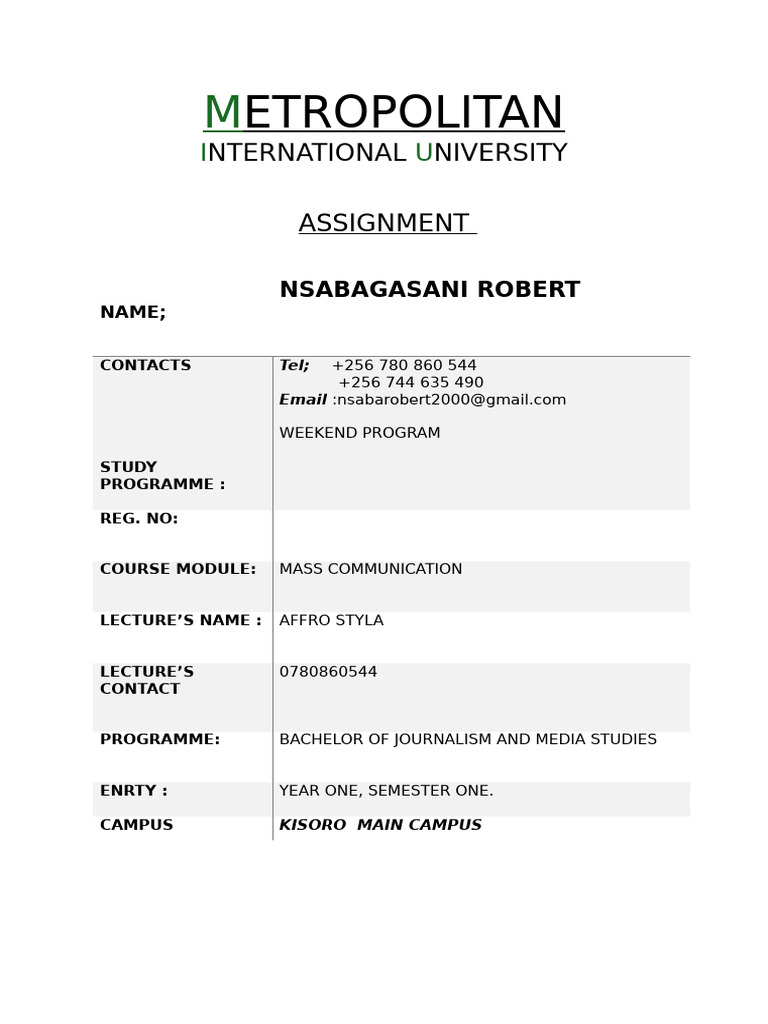 Assignment Cover . | PDF