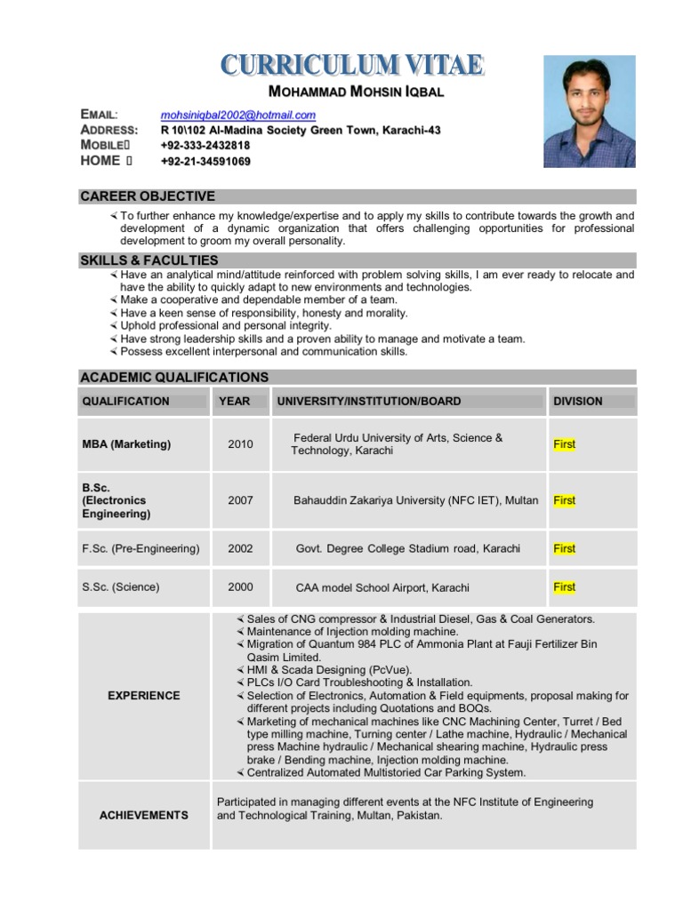 Mohsin Iqbal CV | PDF