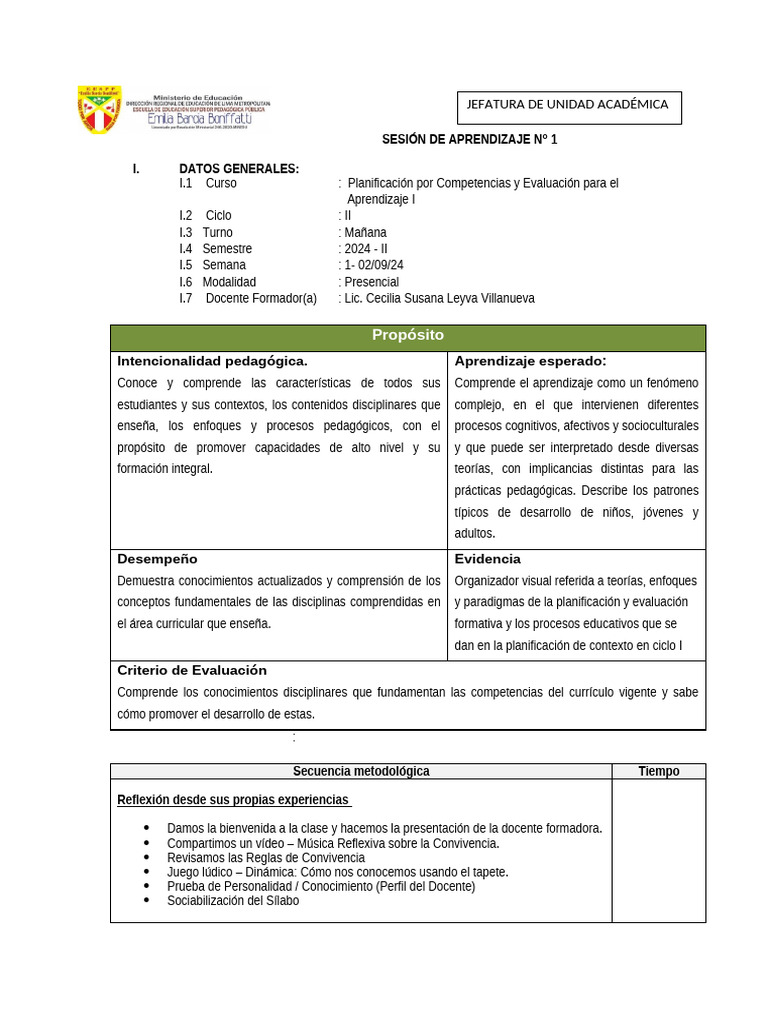 Sesión de Aprendizaje N°1 | PDF | Aprendizaje | Maestros