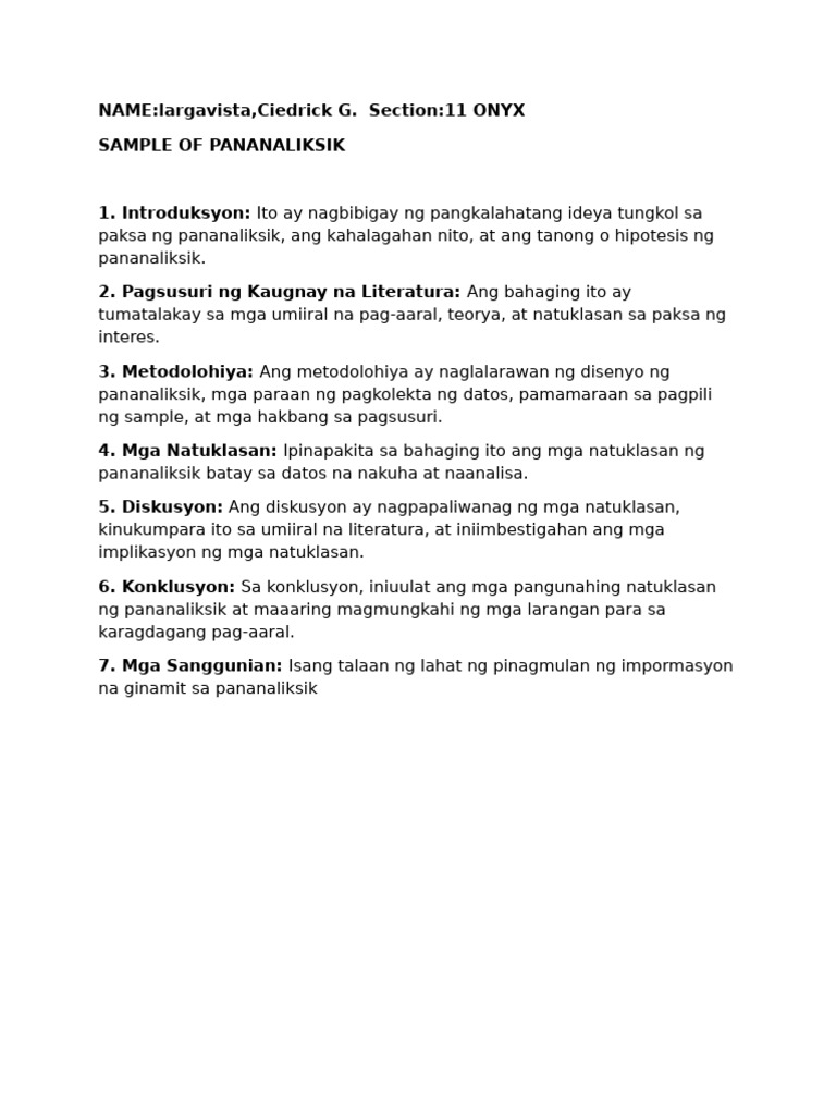 Sample Pananaliksik | PDF