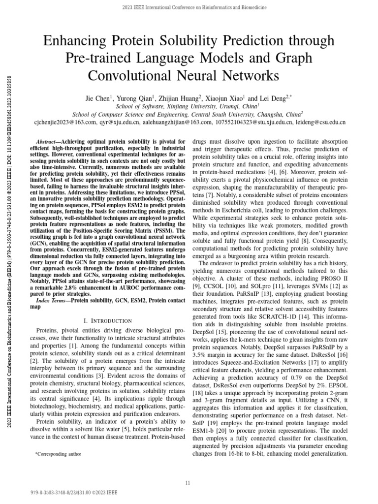 Enhancing Protein Solubility Prediction Through Pre-Trained Language Models and Graph ...