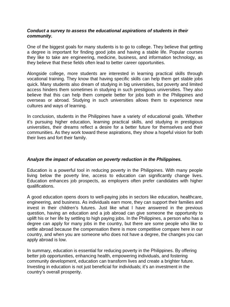 Educational Aspirations of Students in The Community | PDF