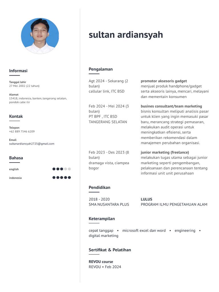 Sultan Ardiansyah: Informasi Pengalaman | PDF