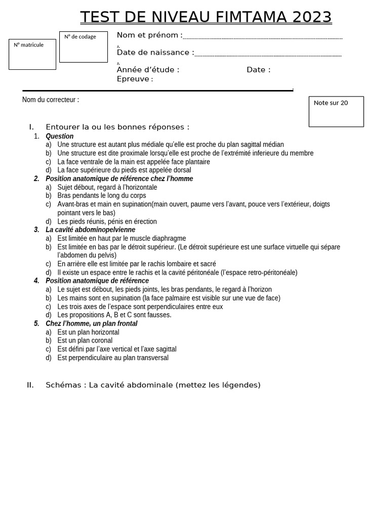 TEST ANATOMIE DIGESTIVE | PDF