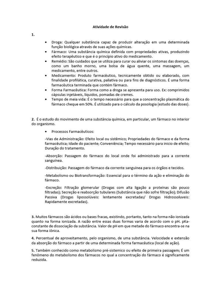 Atividade (Farmaco) | PDF