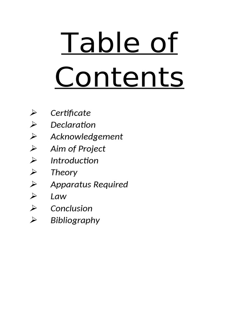 Table Of: Certificate Declaration Acknowledgement Aim of Project Theory ...