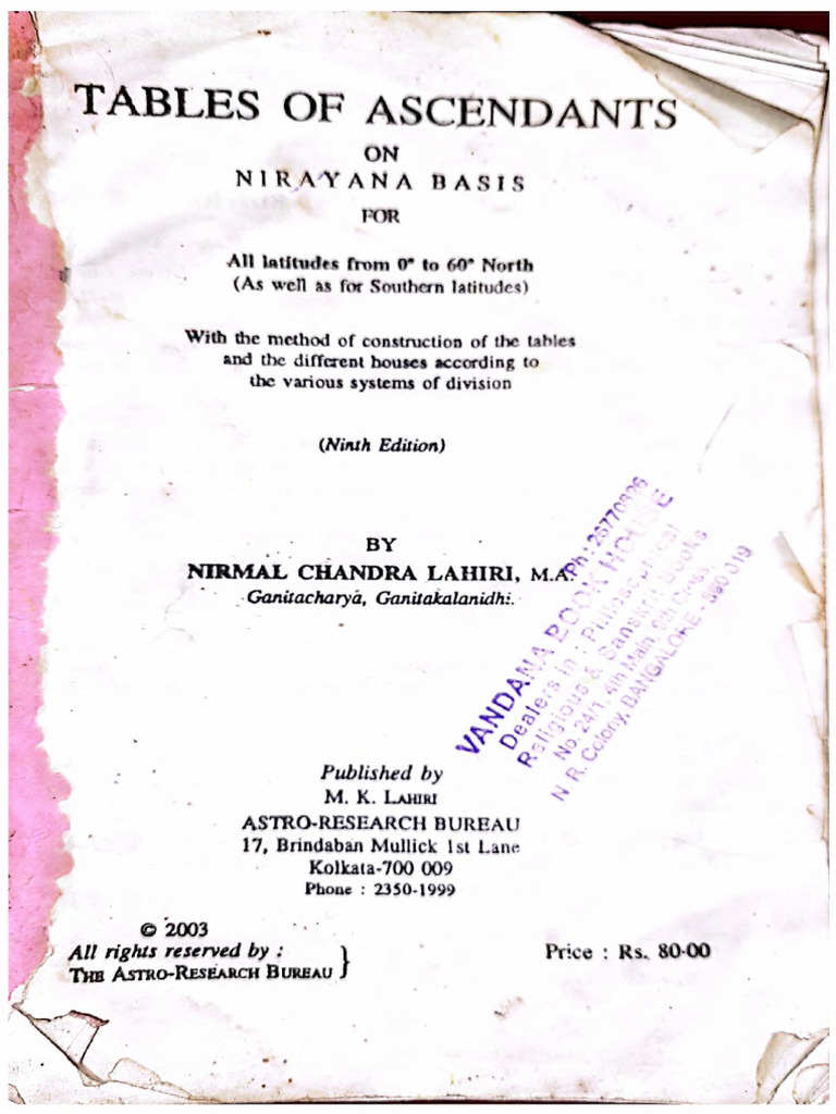 Tables of Ascendants - N C Lahari - Text1 | PDF