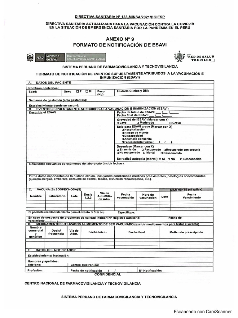 Formato de Notificación de Esavi | PDF