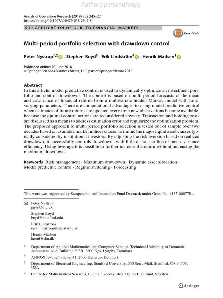 Multiperiod Portfolio Drawdown | PDF