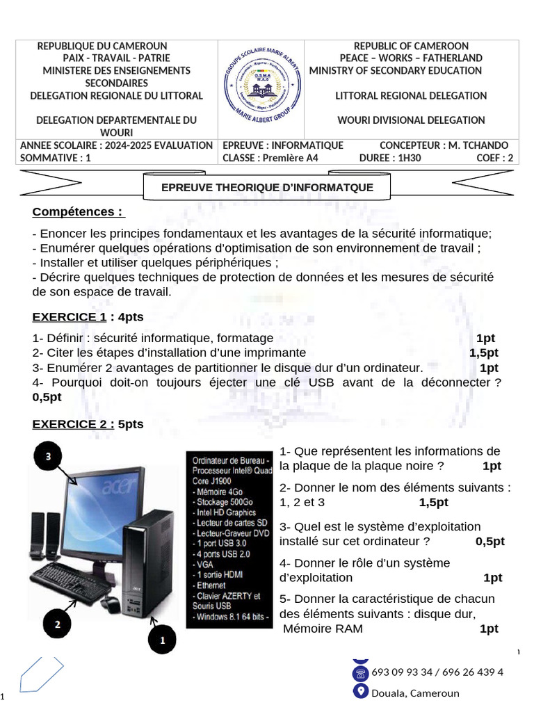INFOS 1ère A4 SEQ1 | PDF