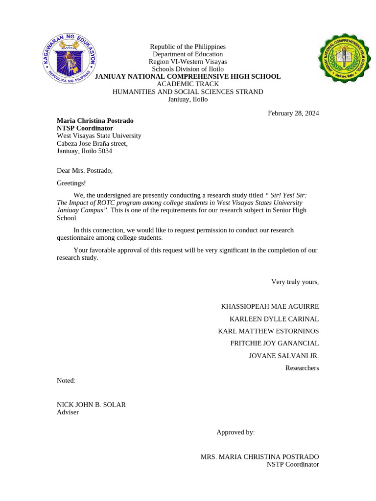 Consent Letter Group 9 Humss B | PDF