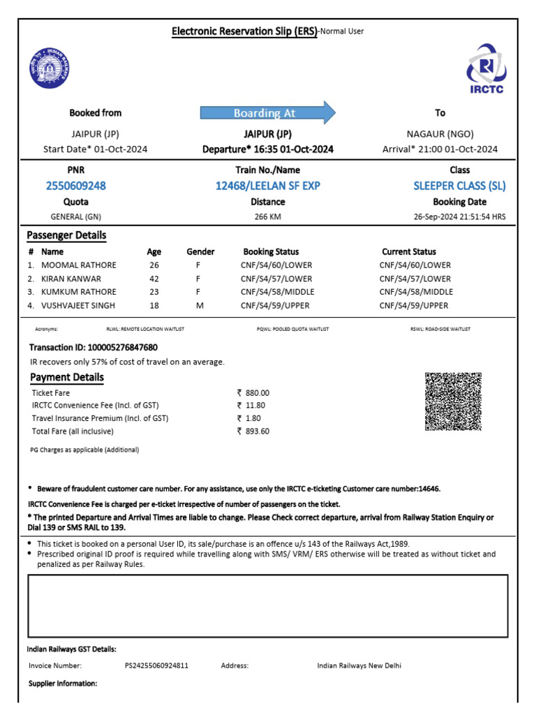 12468/leelan SF Exp Sleeper Class (SL) | PDF