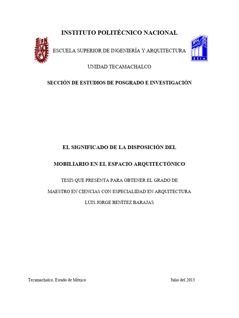 Significado de La Disposicion Del Mobiliario Luis Jorge Benitez | PDF ...