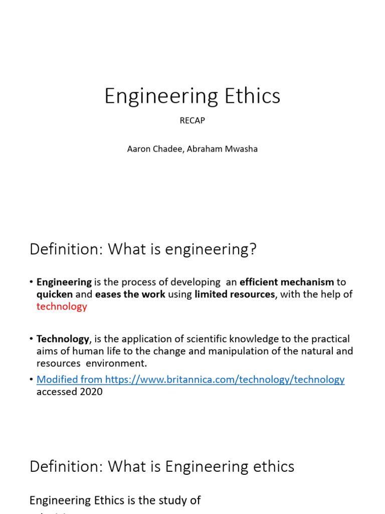 Engineering Ethics - Lecture 3 - Recap | PDF