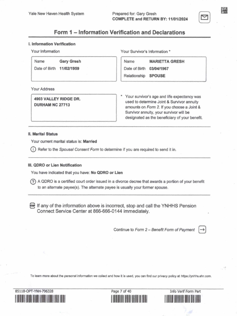 FORM 1- Information Verification and Declarations | PDF
