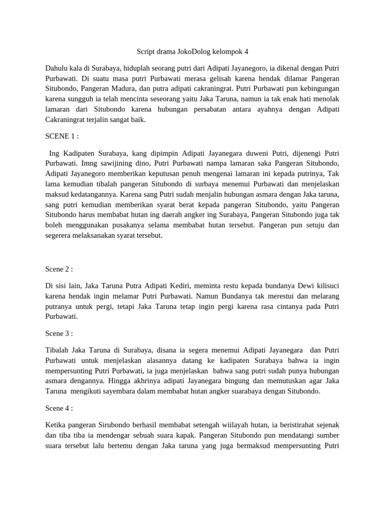 Script DRAMA JOKO DOLOG For UPRAK | PDF