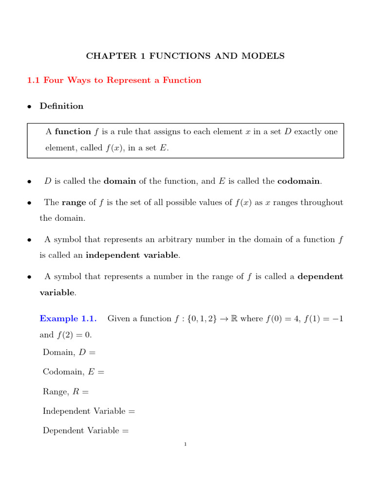 Chapter 1 Functions and Models | PDF