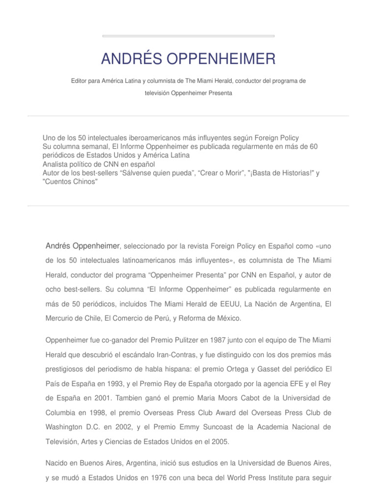 Andres Oppenheimer | PDF