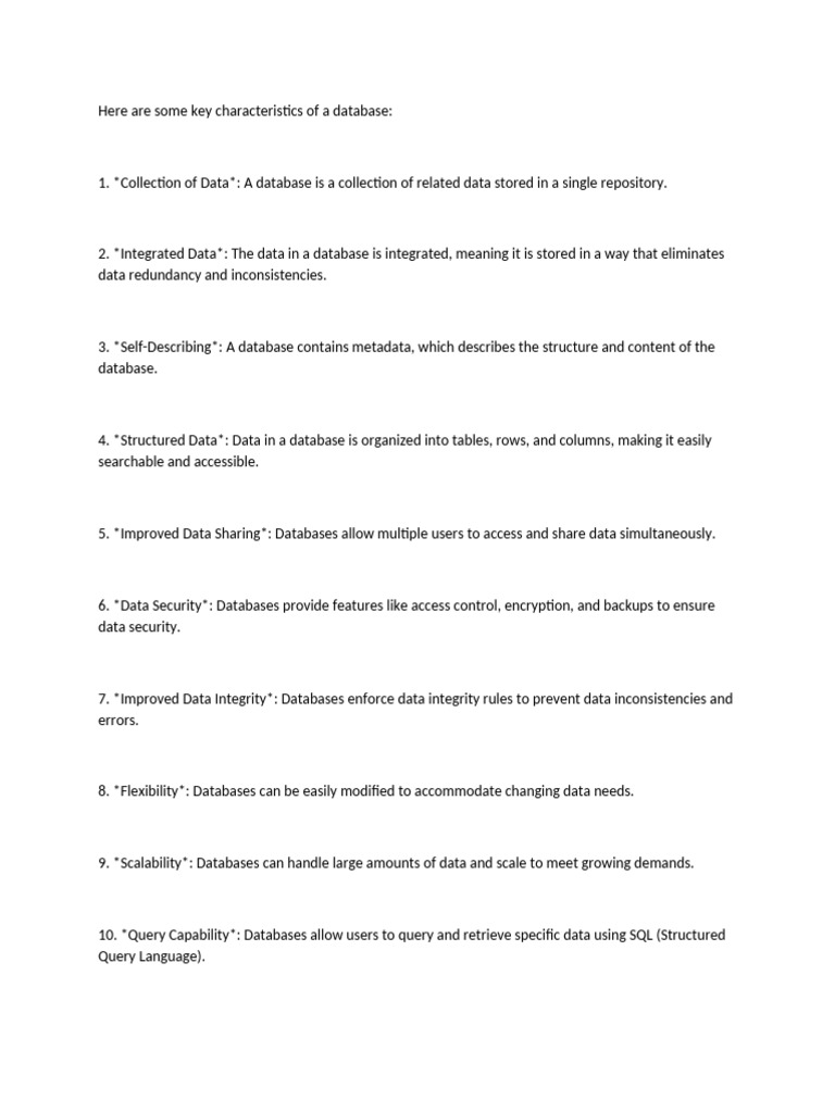 Characteristics of Database | PDF