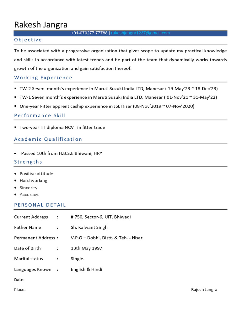 ITI Resume | PDF